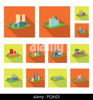 Isometric icons set with Blast furnace slag and pig iron tapping. Iron ...