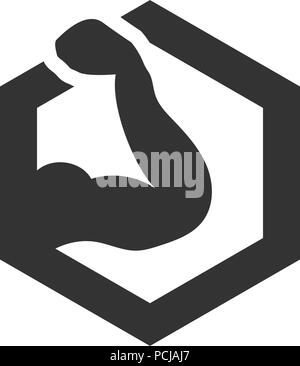 Silhouette Bodybuilder Flexing Arm Muscles Stencil Vector Drawing Stock ...