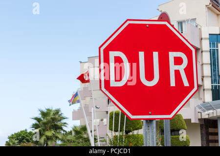 Turkish stop sign 'DUR' in Cappadocia, Turkey Stock Photo - Alamy