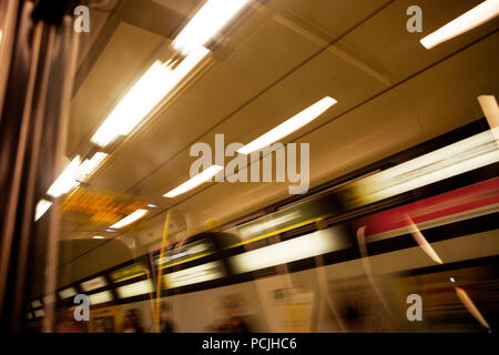 Blurry motion image of subway train in Istanbul subway station Stock ...