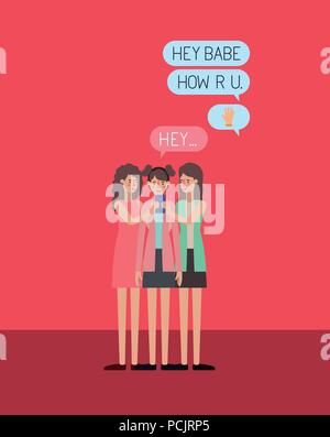 group of girls avatars characters vector illustration design Stock ...