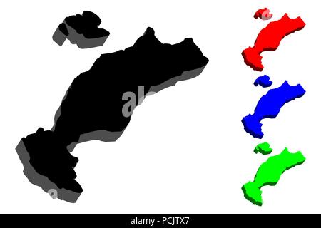 3d isometric map of Kos is an island in Dodecanese archipelago, Greece ...