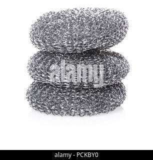 metallic sponge for dishes on white isolated background Stock Photo - Alamy