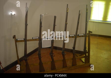 Weapons on display at museum Stock Photo - Alamy