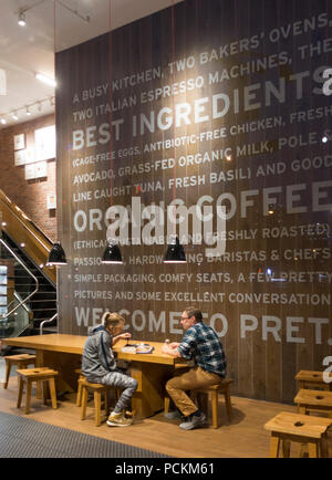 Inside building interior of Pret a Manger store New York City, NYC ...