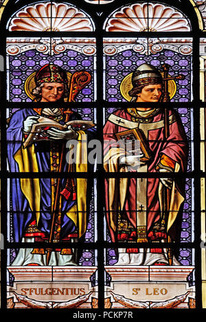 Saint Fulgentius and Saint Leo, stained glass window in the Saint ...