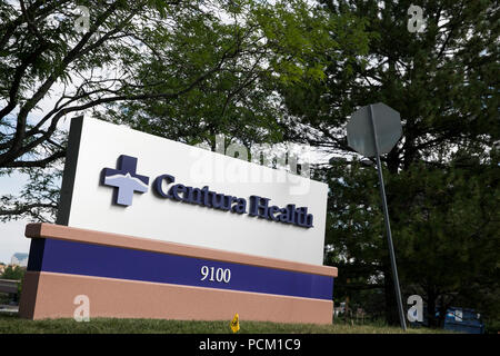 A logo sign outside of the headquarters of Centura Health in Centennial ...