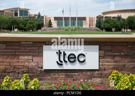 A logo sign outside of the headquarters of TTEC in Englewood, Colorado ...
