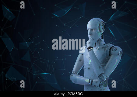 3d rendering ai robot think or compute Stock Photo - Alamy
