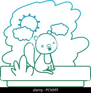 degraded line nice chipmunk animal in the float island Stock Vector ...