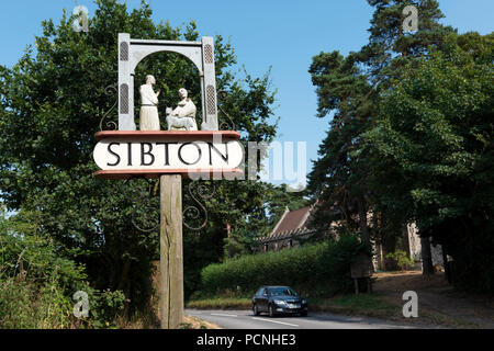 village sign monks Sibton Suffolk England UK Stock Photo - Alamy