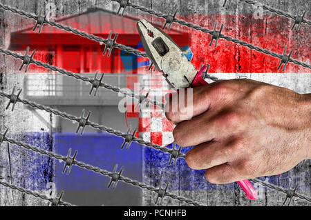 Croatia flag, barb wire with pliers Stock Photo - Alamy