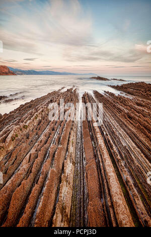 Geological Formations In Beach Of The Flysch Type Geopark Basque Route ...