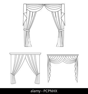 Different kinds of curtains outline icons in set collection for design ...