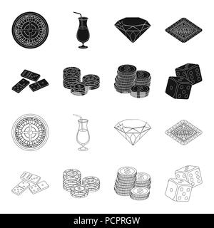 Domino bones, stack of chips, a pile of mont, playing blocks. Casino ...