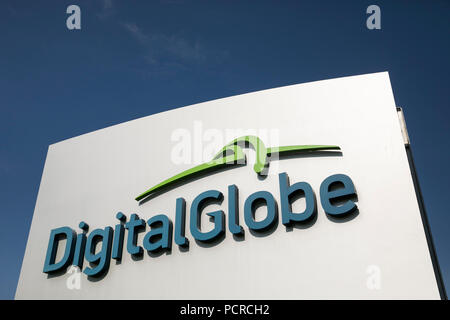 A logo sign outside of the headquarters of DigitalGlobe in Westminster ...