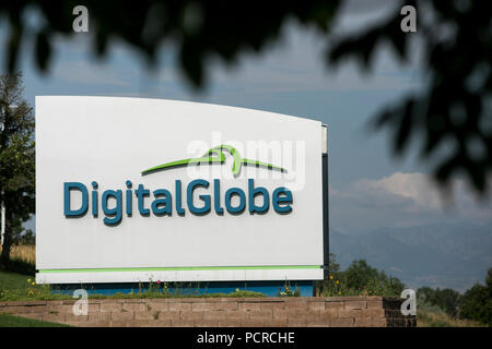 A logo sign outside of the headquarters of DigitalGlobe in Westminster ...