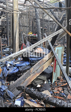 Burned sweatshop garment factory after fire disaster Stock Photo - Alamy