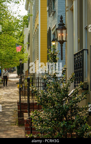 Colorful historic houses, P Street NW, Georgetown, Washington DC Stock ...