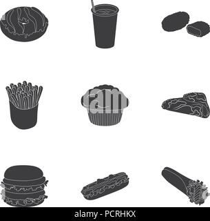 Chicken, food, snack, and other icon in cartoon style.Donut, cream ...