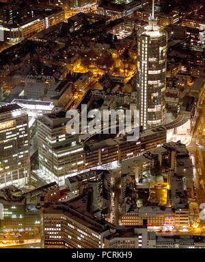 Aerial view, night shot, Essen, Ruhrgebiet region, North Rhine ...