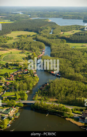 Boathouses on Lake Mirow and canal passage to Zotzensee, Mirow ...
