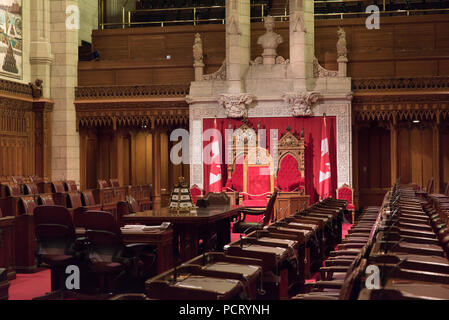 Senate Chamber of Canada in Centre Block building on Parliament Hill ...
