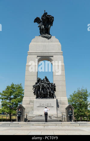 The National War Memorial in Ottawa Canada is a cenotaph with bronze ...