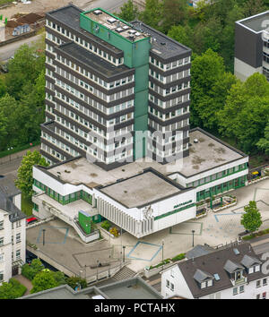 Aerial view, Olpe town hall and archives, Olpe city, Olpe, Sauerland ...