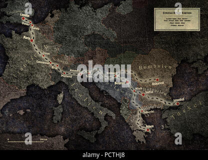 Orient Express, Map, Railways, Graphic, RailArt Stock Photo - Alamy