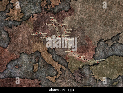 Map, Balkan Train, Railways, Berlin / Strasbourg - Constantinople ...