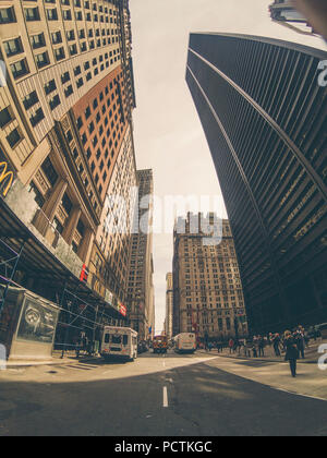 nyc, manhattan buildings, bottom point of view Stock Photo - Alamy