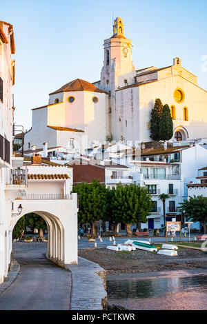 The village of Cadaques, Church of Santa Maria, Costa Brava, Catalonia ...