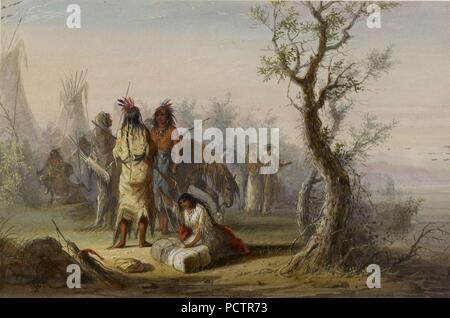 'An Indian Camp' by Alfred Jacob Miller is a vivid depiction of Native ...