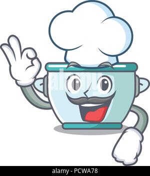 Chef with food steel pot mascot cartoon Stock Vector Image & Art - Alamy