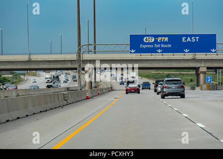 Express Toll Route highway 407 ETR or highway 403 overhead gantry sign ...