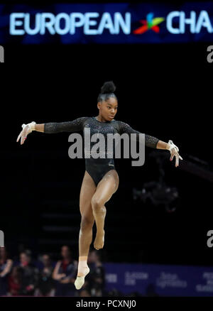 Great Britain's Taeja James on the floor during day three of the 2018 ...