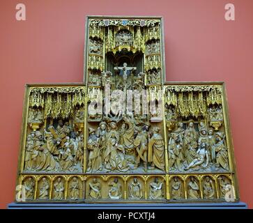 An altarpiece from early 1500s Antwerp depicting scenes from the ...