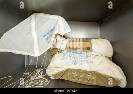 American paratroopers parachutes at the Utah beach D-Day museum ...