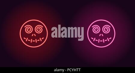 Neon zombie red color vector illustration image flat style light Stock ...