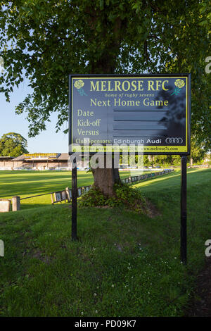 The view across the pitch of Melrose Rugby Union Club in Melrose ...