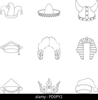 Conical hat icon in outline style isolated on white background. Hats ...