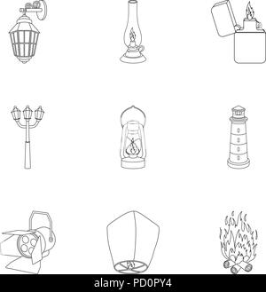 Sky lantern icon in outline style isolated on white background. Light ...