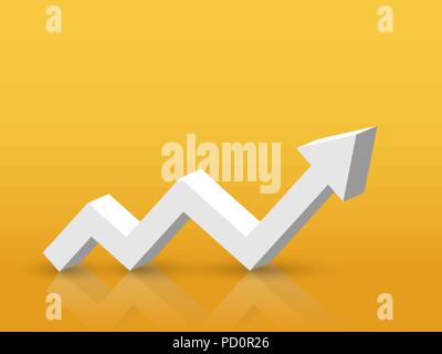 Vector 3D chart up with arrow, infographics element. Growth chart with ...