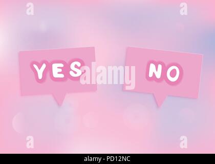 Yes and No banner. Stickers with handwritten lettering and round badges ...