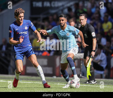 Riyad Marhez of Manchester City with the FA Cup during the FA Cup Final ...