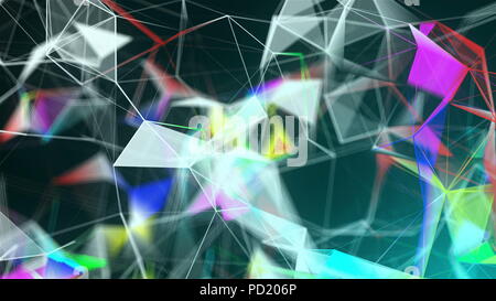 Abstract triangulation plexus with connections in space, background with connecting dots and ...