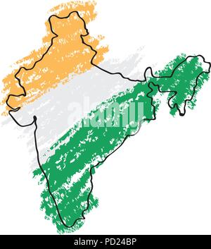 India vintage map. Grunge map of the country with distressed texture ...