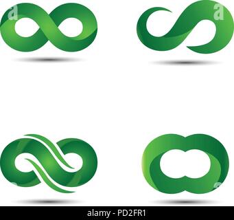 Green infinite loop icon set. Group of four infinite sign with arrows ...