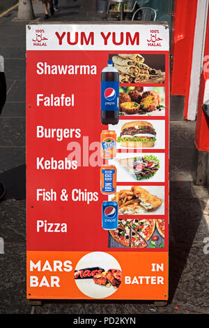 Scottish fast food menu in Glasgow city centre, Scotland, UK Stock ...